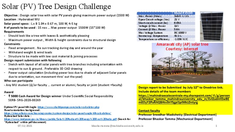 Solar (PV) Tree Design-Challenge-26June21 | PDF | Photovoltaic System ...