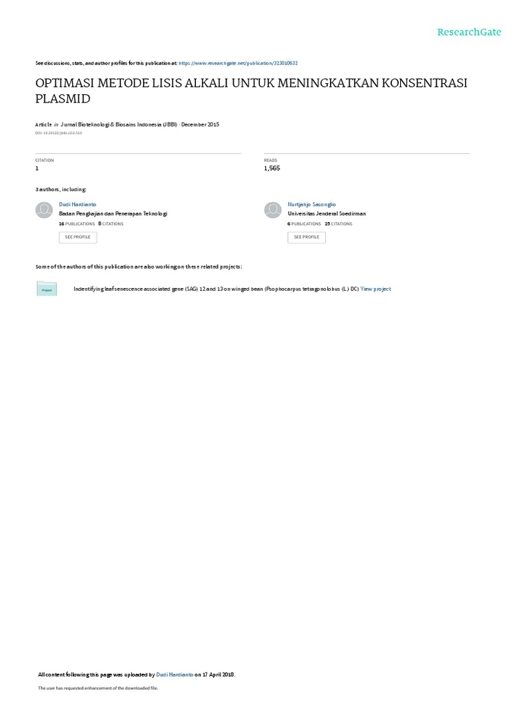 Optimize Alkaline Lysis for Plasmid Yield | PDF | Molecular Cloning ...