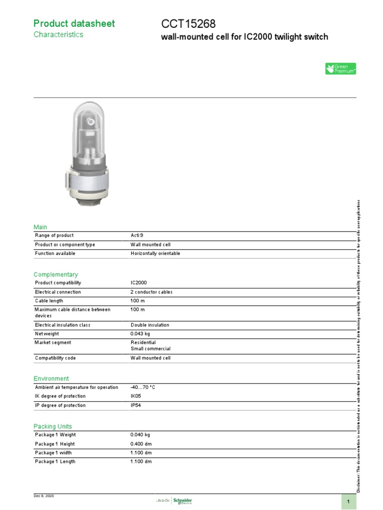 CCT15268 Wall Cell Datasheet | PDF