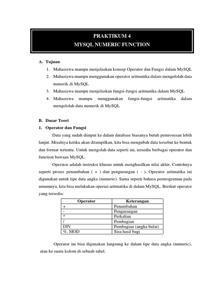 Modul 4 (Numeric Function) | PDF