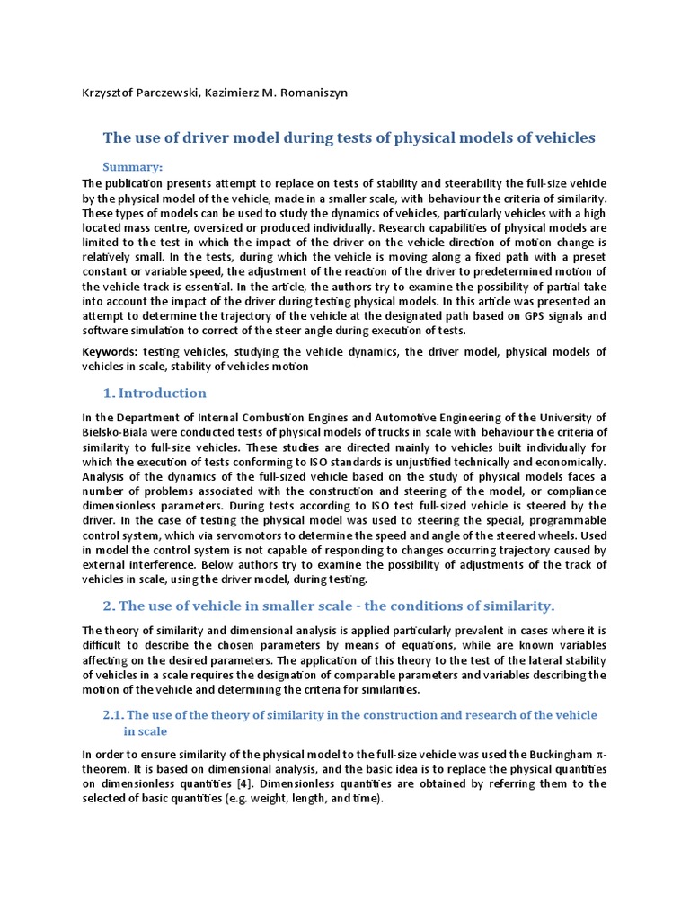 The Use of Driver Model During Tests | PDF | Vehicles | Metrology