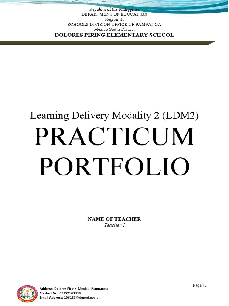 Teacher I's Practicum Portfolio Documenting Compliance with Philippine ...