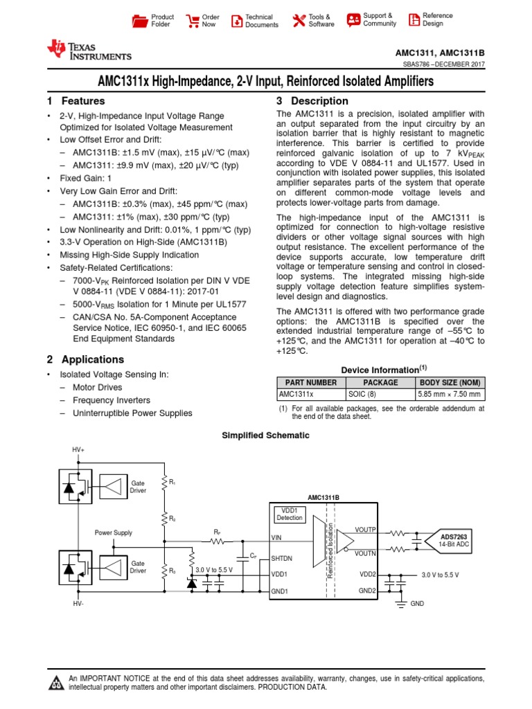 Amc 1311 | PDF | Electrostatic Discharge | Power Supply