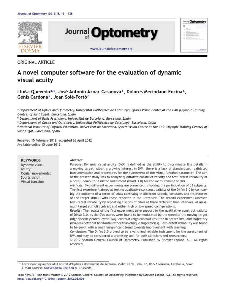 Computer Software For The Evaluation - DVA | PDF | Contrast (Vision ...