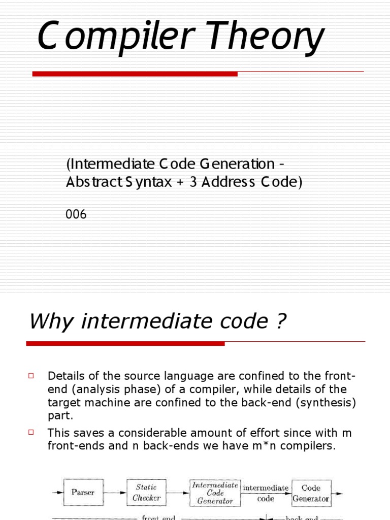 C Ompiler Theory: (Intermediate C Ode Generation - Abstract S Yntax + 3 ...