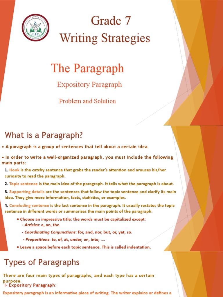Grade 7 Writing Strategies: The Paragraph | PDF | Psychological ...