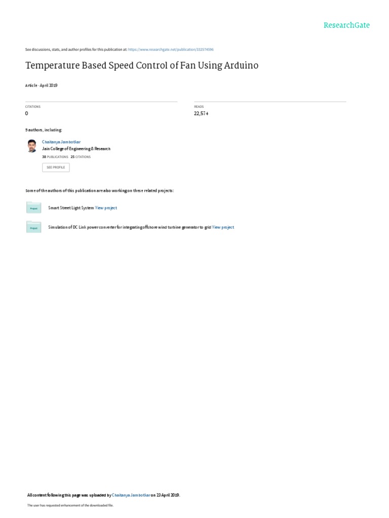 Temperature Based Speed Control of Fan Using Arduino: April 2019 | PDF ...