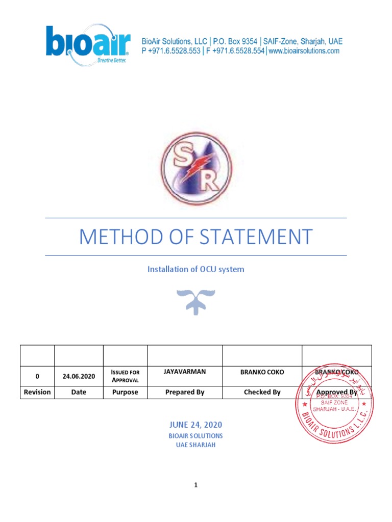 Mechanical - Method of Statement | PDF | Duct (Flow) | Occupational ...