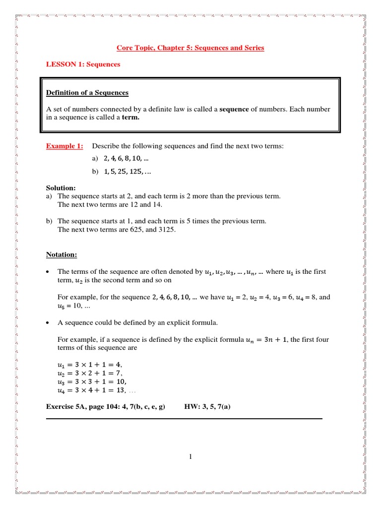 Chapter 5, Sequences and Series Notes | PDF | Interest | Compound Interest