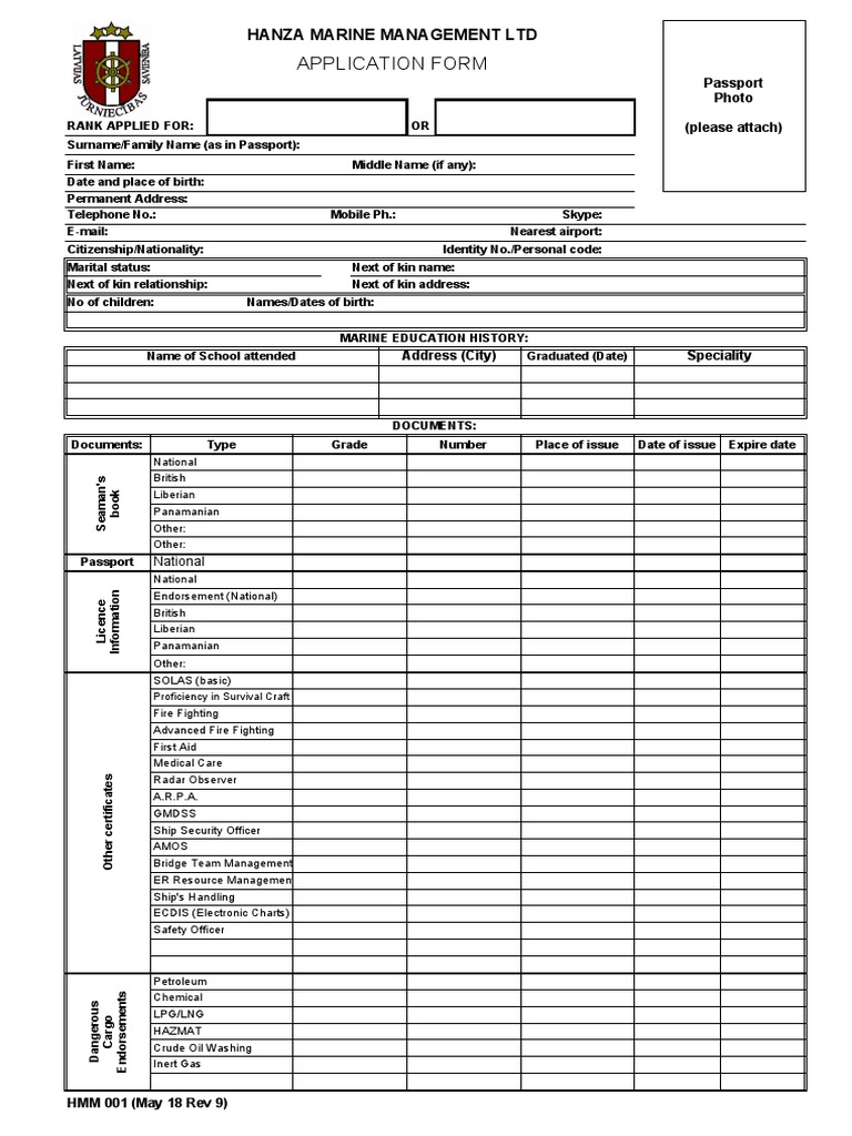 HMM 001 Application Form May 18 Rev 9 4 | PDF | Oil Tanker | Oil