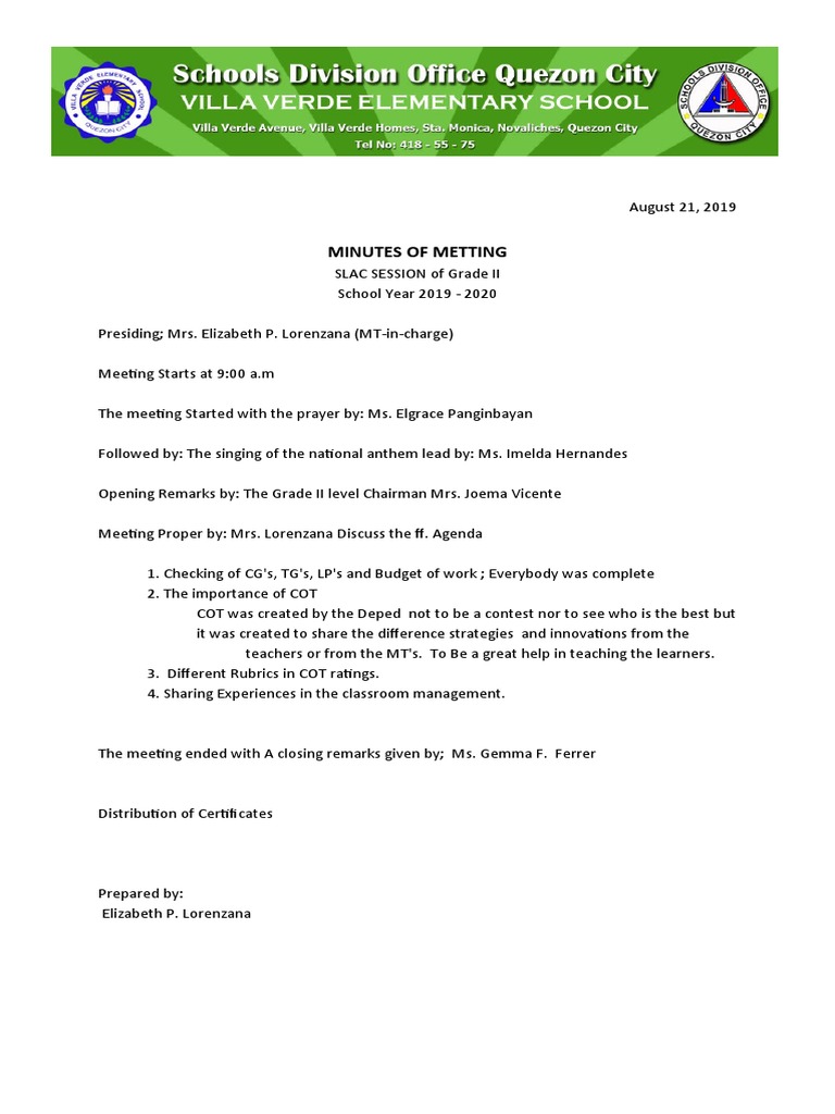 SAMPLE Minutes-Of-Meeting Slac | PDF