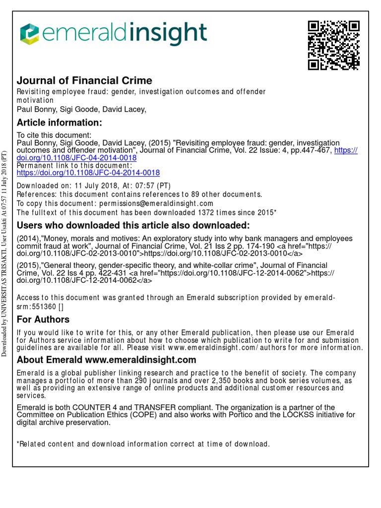 Revisiting Employee Fraud Gender, Investigation Outcomes and Offender ...