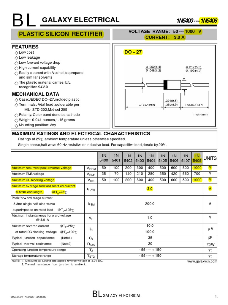 1N5408 Datasheet-BILIN | PDF | Capacitor | Rectifier
