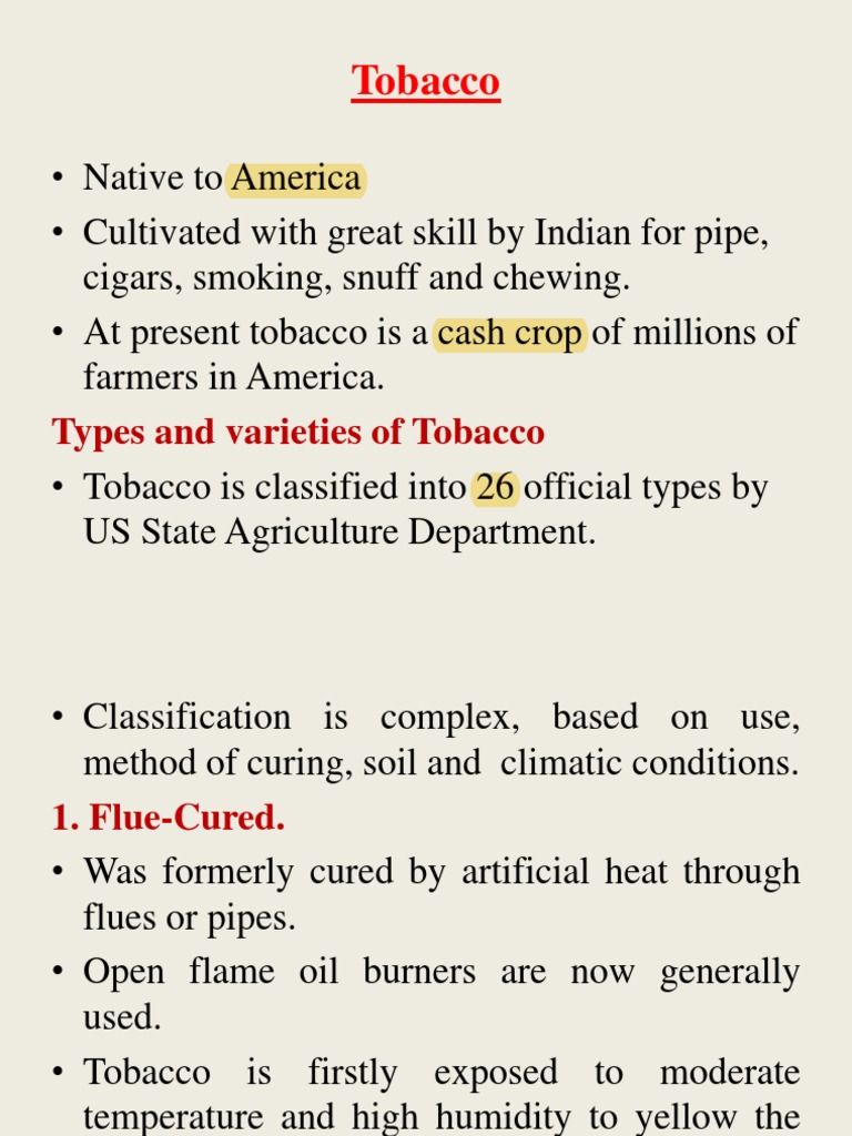 Tobacco: Types and Varieties of Tobacco | Download Free PDF | Tobacco ...