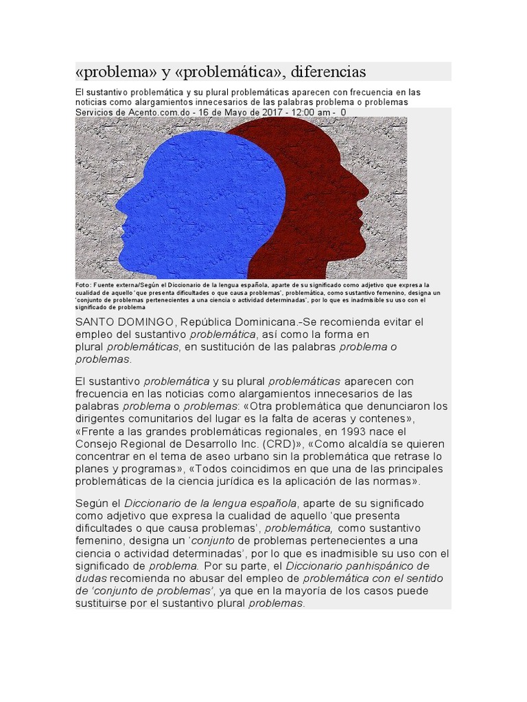 Problema y Problemática, Diferencias | PDF | Adjetivo | Lingüística