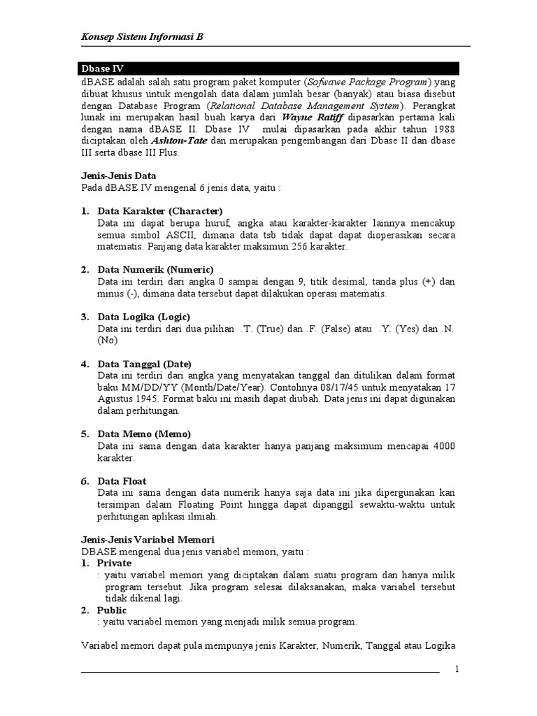 P7. Database Dbase | PDF