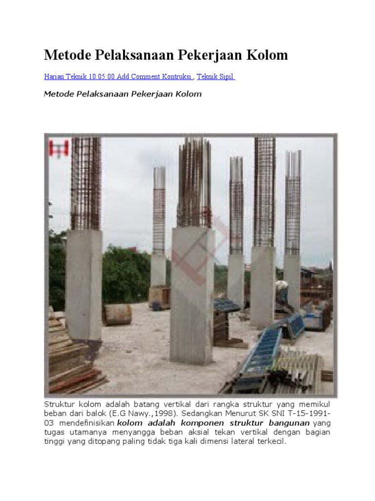Metode Pelaksanaan Pekerjaan Kolom | PDF