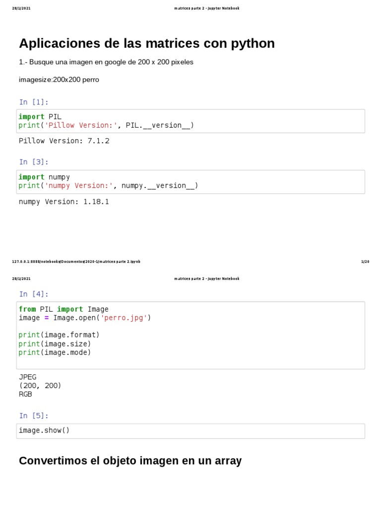 Matrices Parte 2 - Jupyter Notebook | PDF | Computer Programming | Data ...