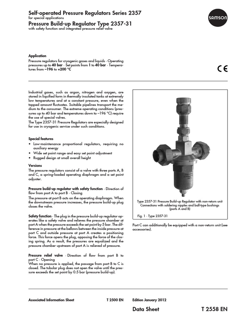 Self Operated Pressure Regulators | PDF | Valve | Pipe (Fluid Conveyance)