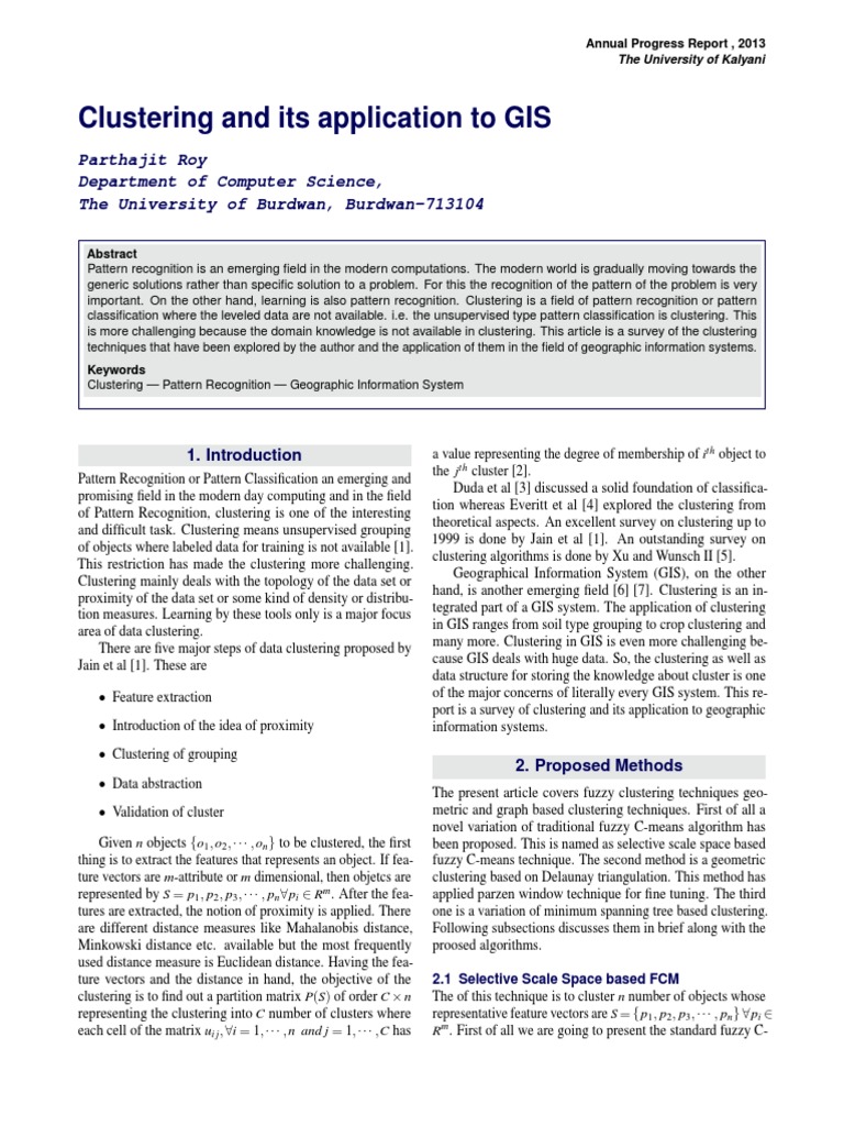 Clustering and Its Application To GIS | PDF | Pattern Recognition ...