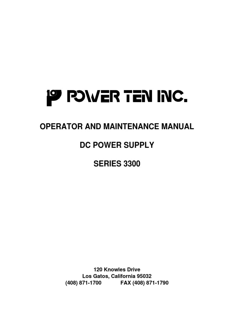 Operator and Maintenance Manual DC Power Supply SERIES 3300 | PDF ...