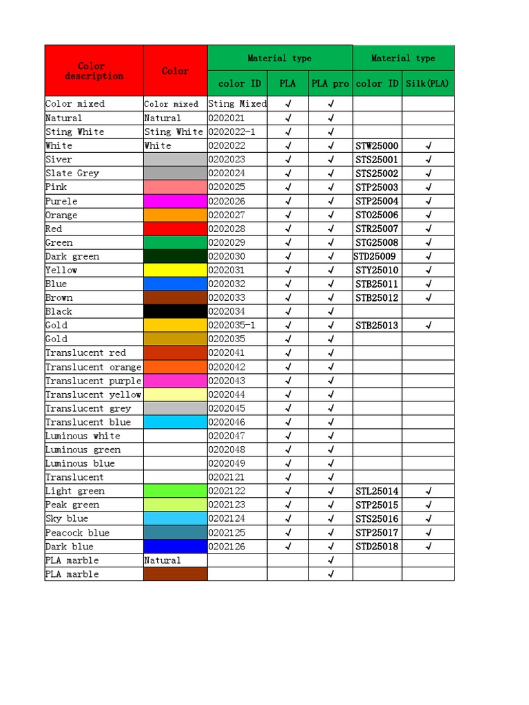 Color List and Color IDcolor List and Color IDcolor List and Color ID ...