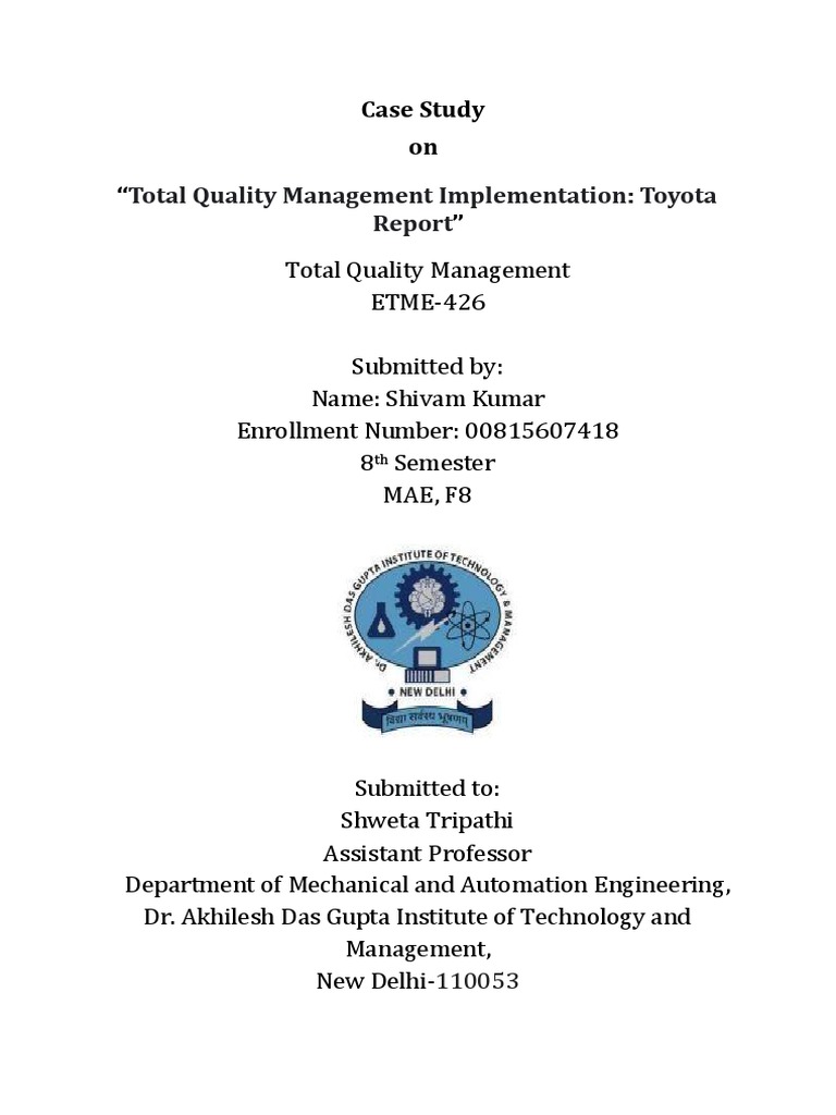 Total Quality Management Implementation in Toyota | PDF | Quality ...