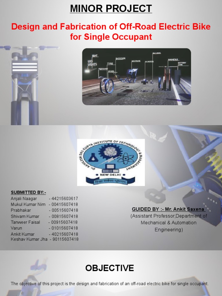 Design and Fabrication of Off-Road Electric Bike For Single Occupant ...