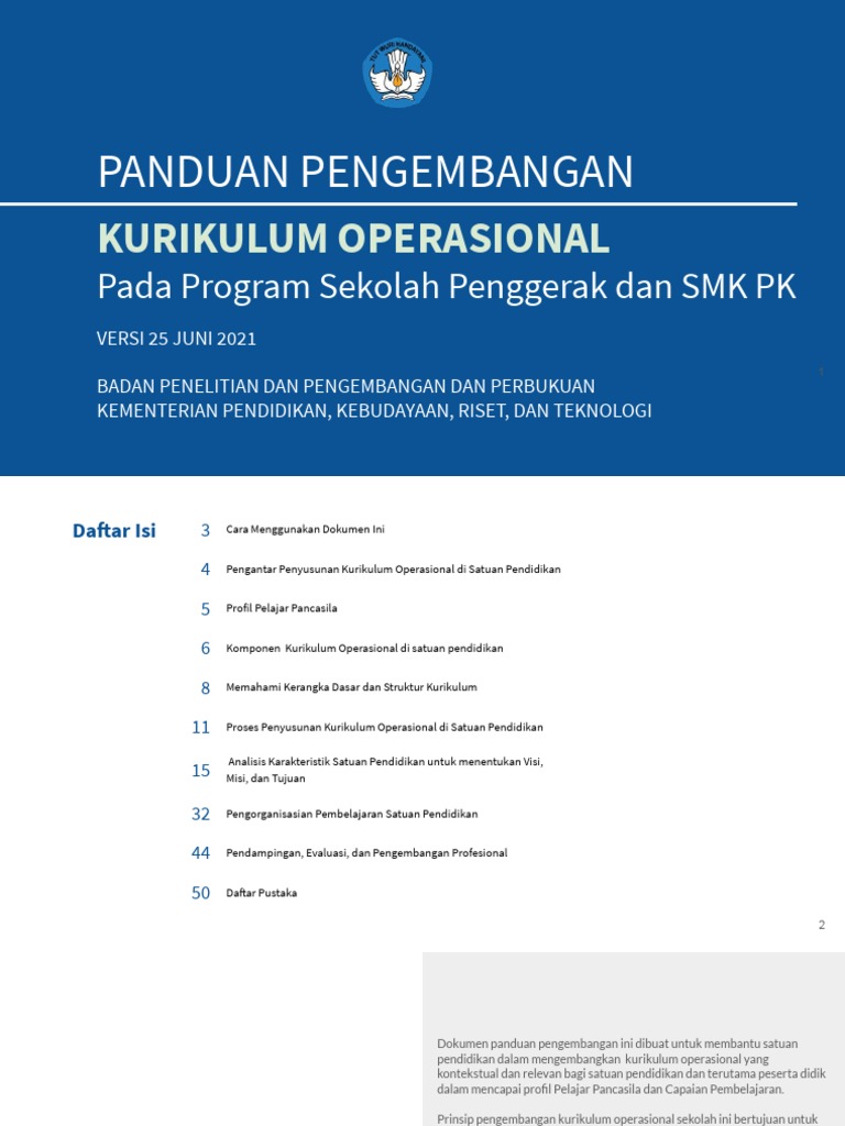 Panduan Pengembangan Kur Opr Sekolah | PDF