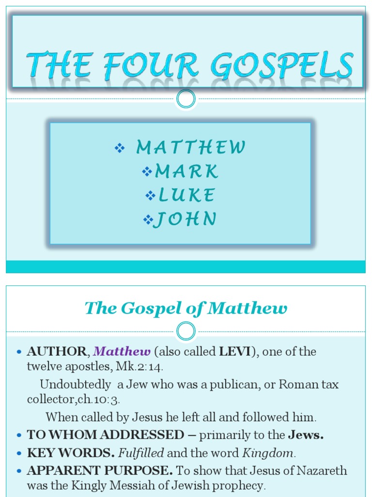 Matthew Mark Luke John | PDF | Gospel Of Matthew | Gospel Of Mark