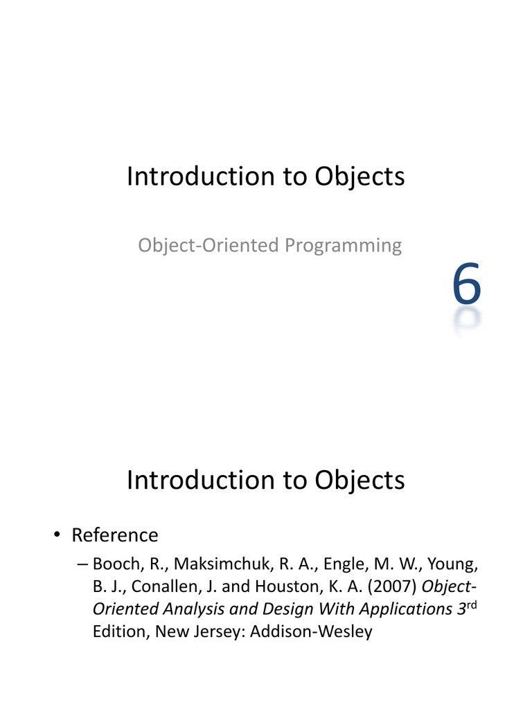 Introduction To Objects Introduction To Objects Object Oriented 6001