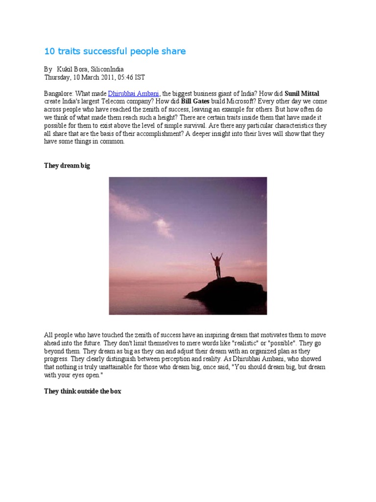 10 Traits Successful People Share | PDF | Risk | Psychology