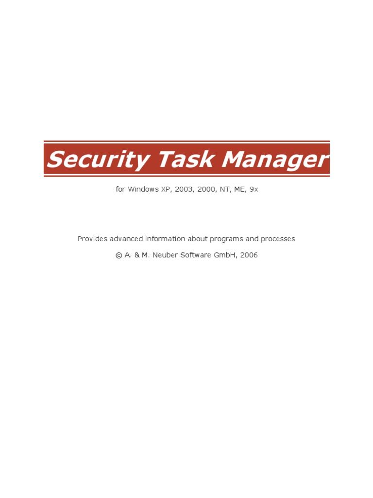 Security Task Manager: For Windows XP, 2003, 2000, NT, ME, 9x | PDF ...