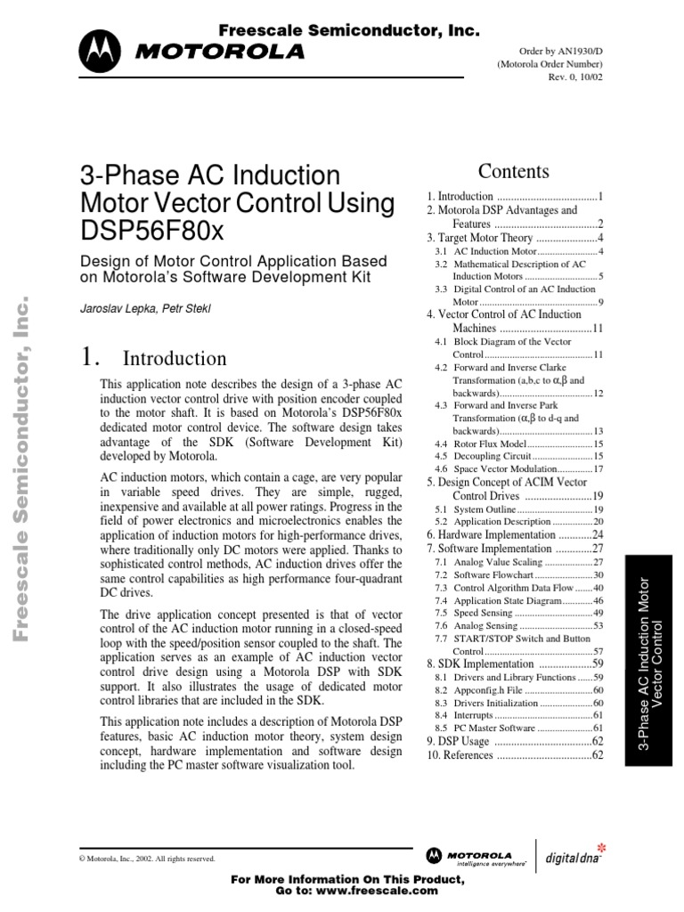 3-Phase AC Induction Motor Vector Control Using DSP56F80x: Freescale ...