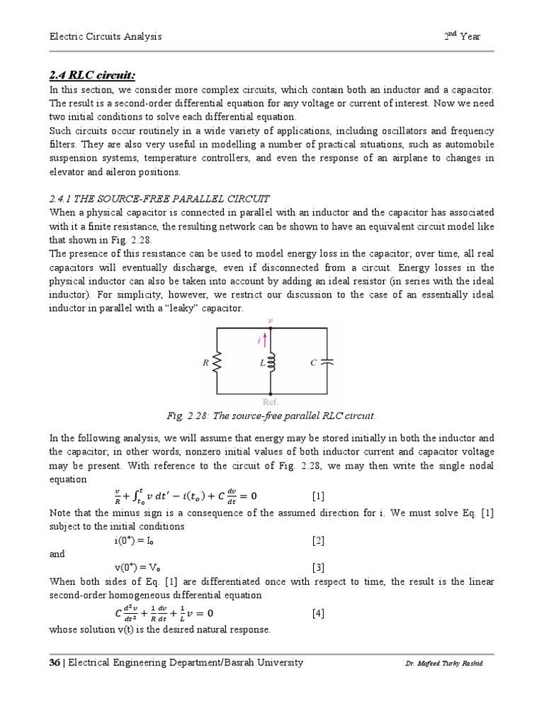 Analysis of Natural Responses in Overdamped Parallel RLC Circuits | PDF | Electrical Network ...