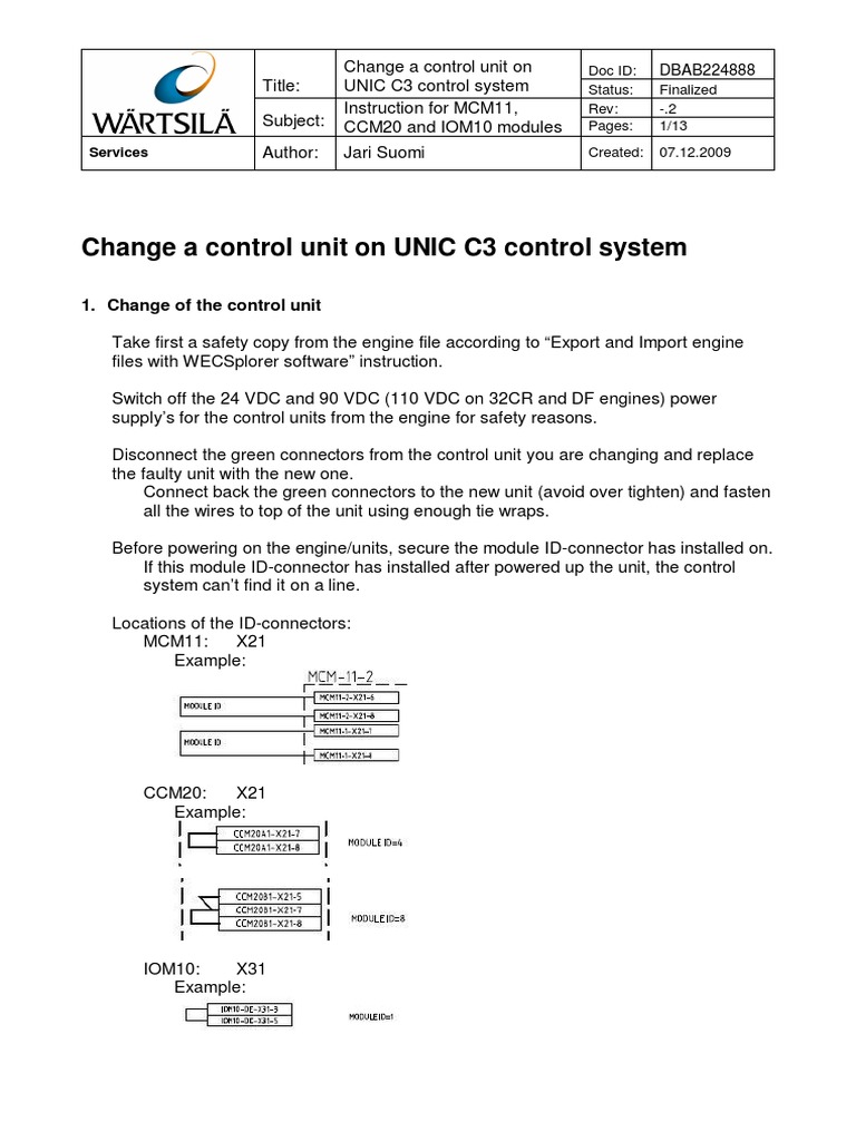 Changing A Control Module On UNIC Control System | PDF | Booting ...