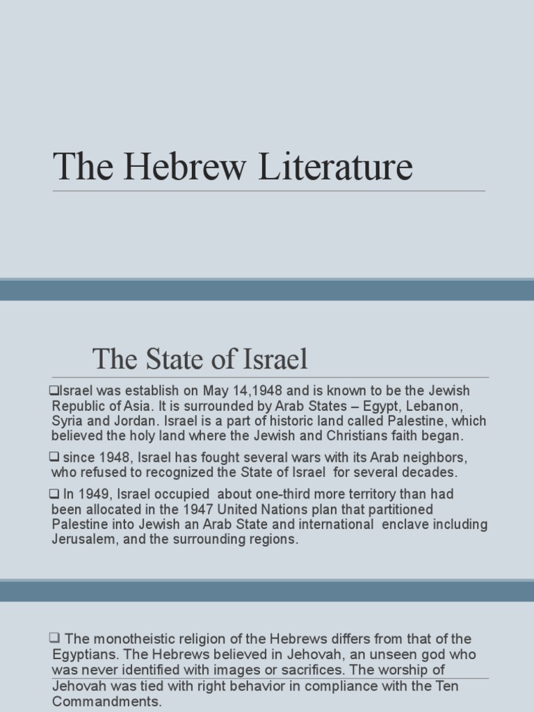 The Hebrew Literature | PDF | Israel | World Politics