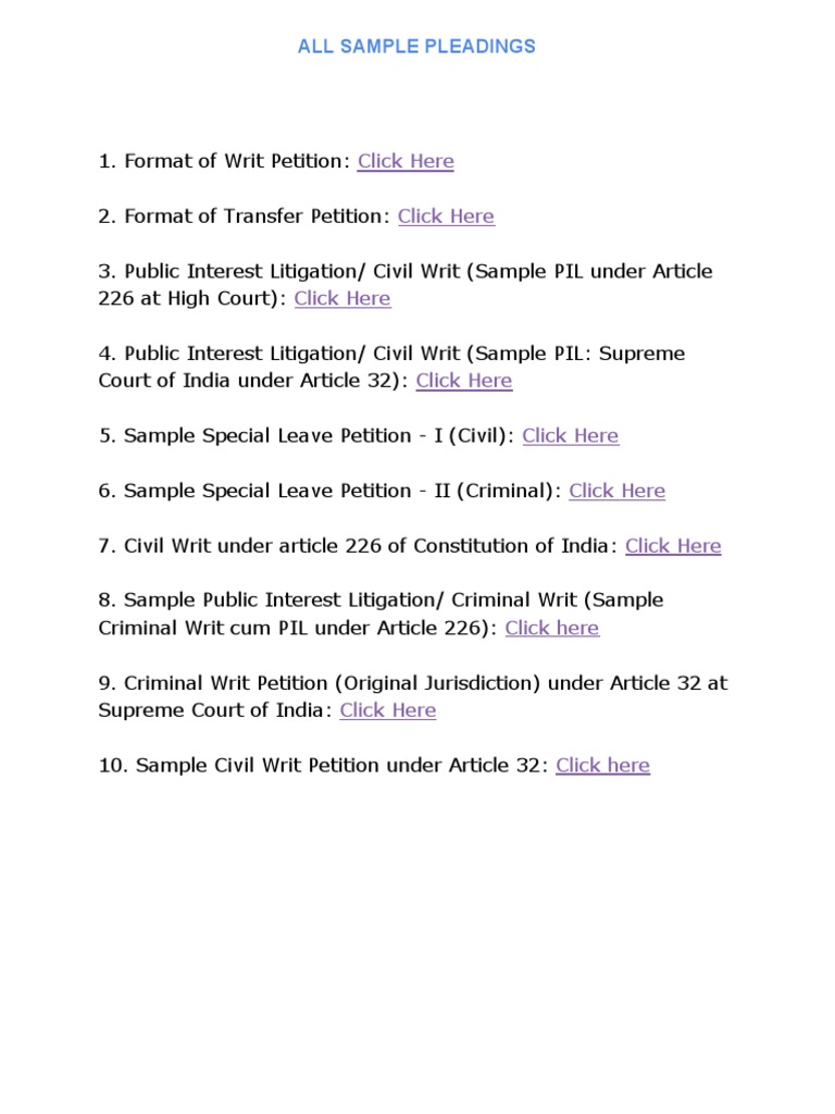 Sample Pleadings for Legal Petitions | PDF