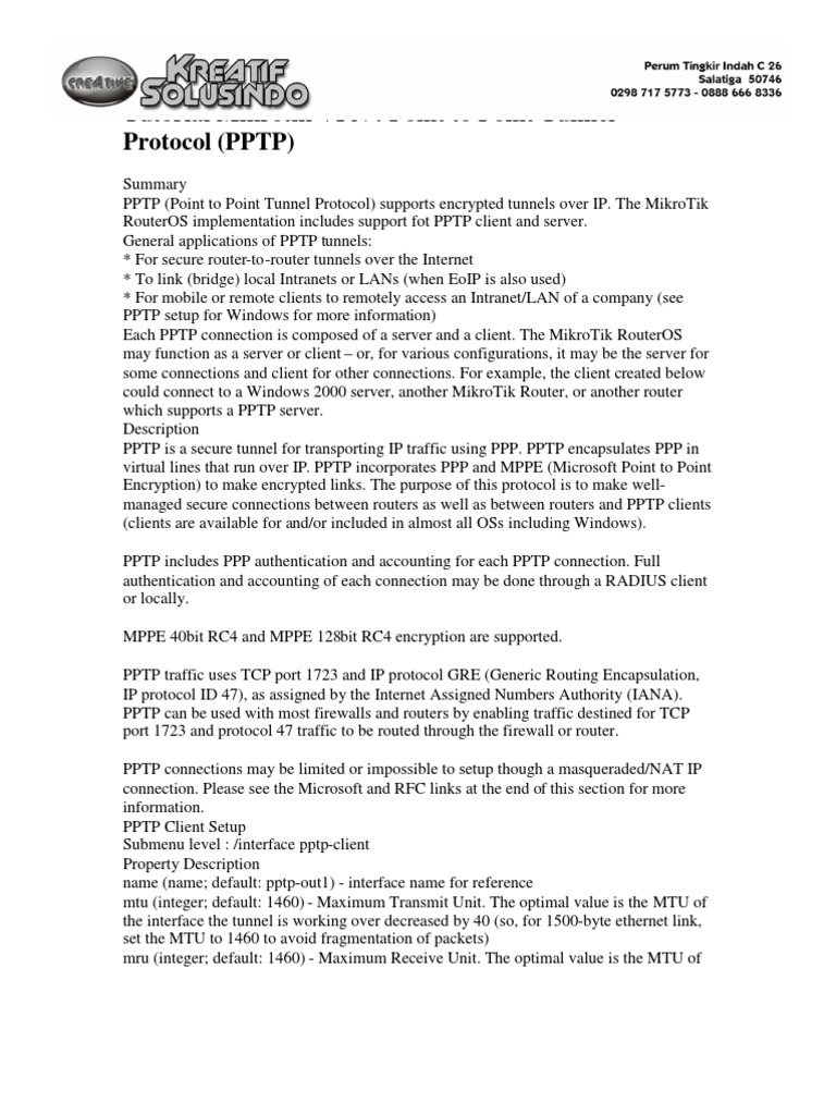 Tutorial Mikrotik VPN | Download Free PDF | Router (Computing) | Ip Address
