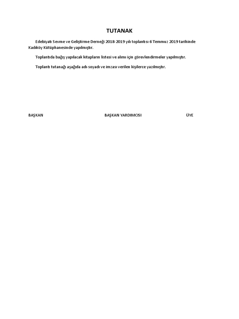 Tutanak Örneği | PDF