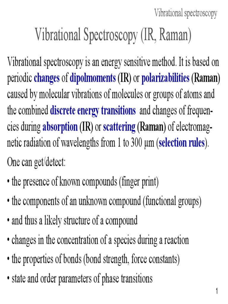 Vibrational Spectroscopy (IR, Raman) | PDF | Infrared Spectroscopy ...