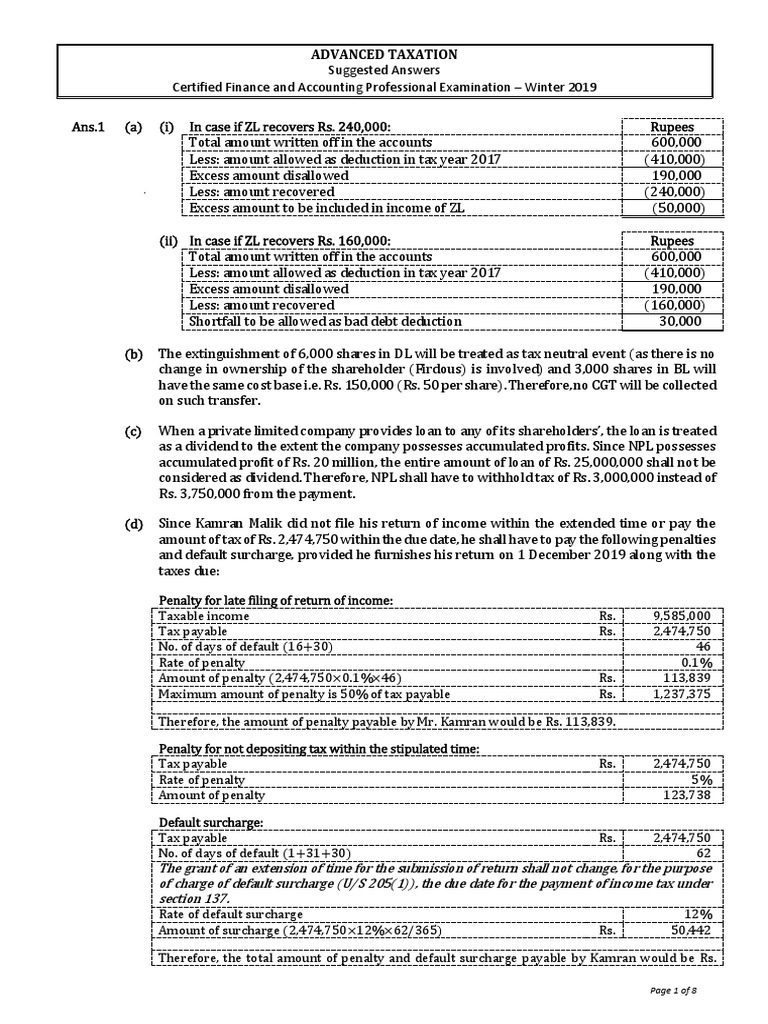 Advanced Taxation: Page 1 of 8 | PDF | Tax Deduction | Taxes