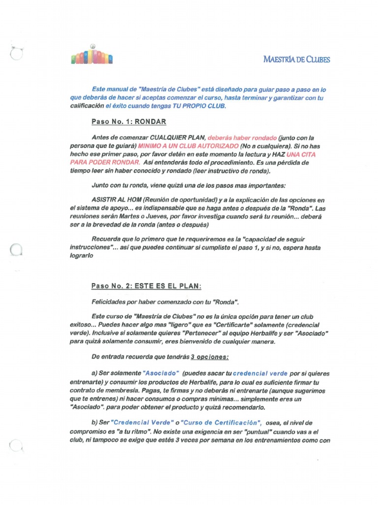 12 Club 100 Rules in Spanish | PDF