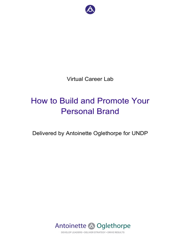 VCL How To Build and Promote Your Personal Brand - Workbook | PDF ...