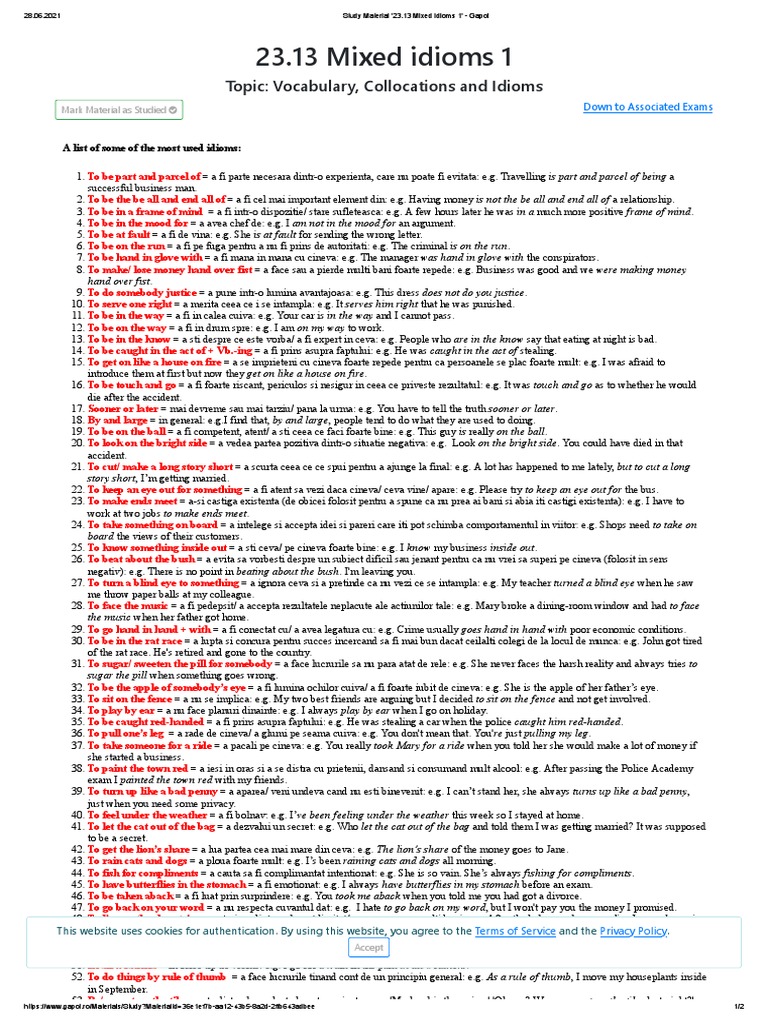Study Material '23.13 Mixed Idioms 1' - Gapol | PDF | Business ...