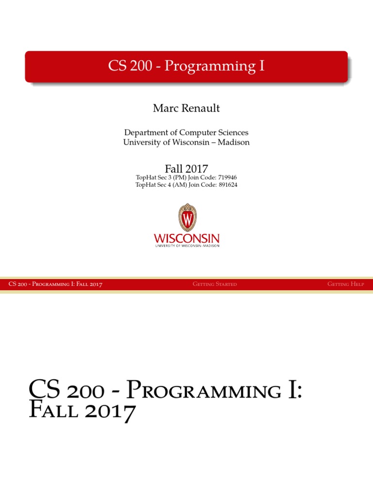 CS 200 - Programming I: Marc Renault | PDF | Computer Programming ...