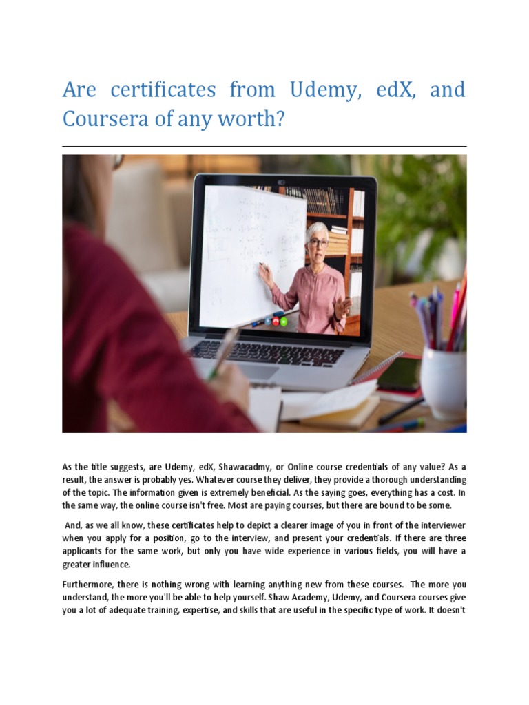 Are Certificates From Udemy, EdX, and Coursera of Any Worth Blog 5 ...
