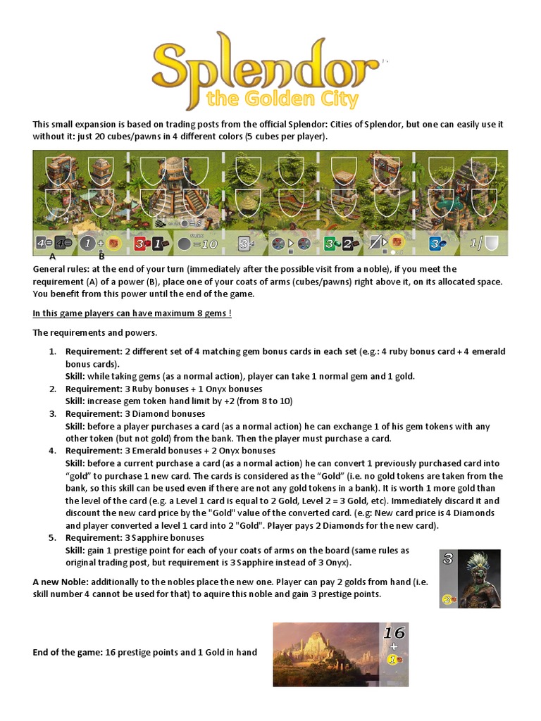 Cities of Splendor Expansion Rules | PDF