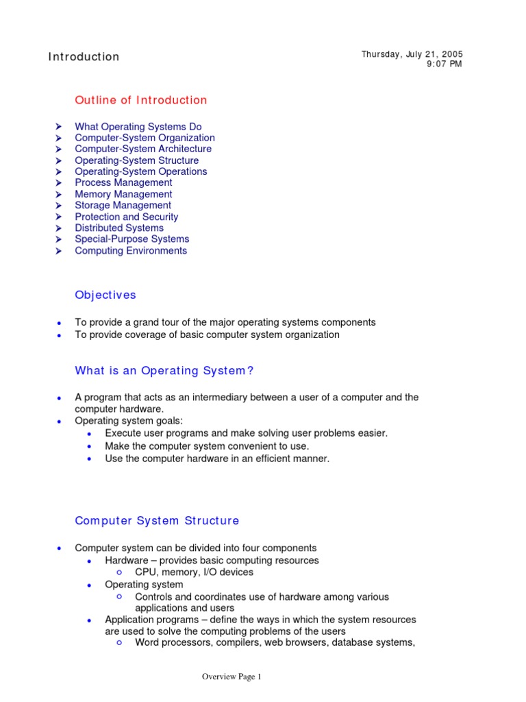 Outline of Introduction: Objectives | PDF | Computer Data Storage ...