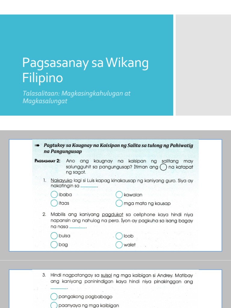 Pagsasanay - Bokabularyo | PDF